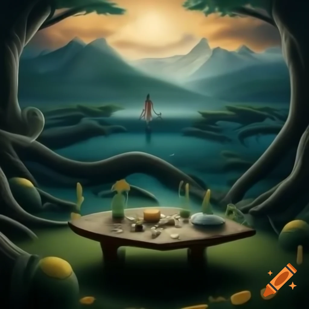 Surreal fairy goddess transforming into lemon fruit monster in ...