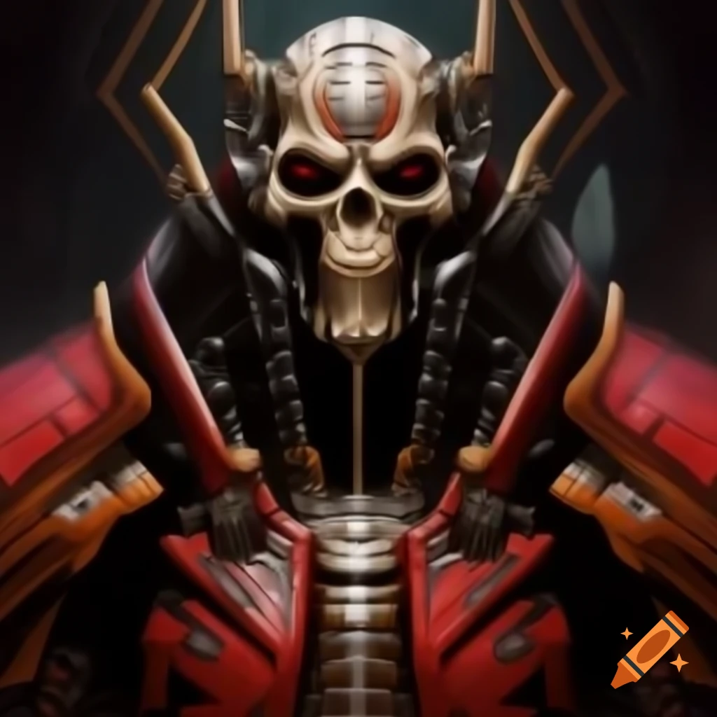 Concept art of undead cyborg supersoldier in red and black armor ...