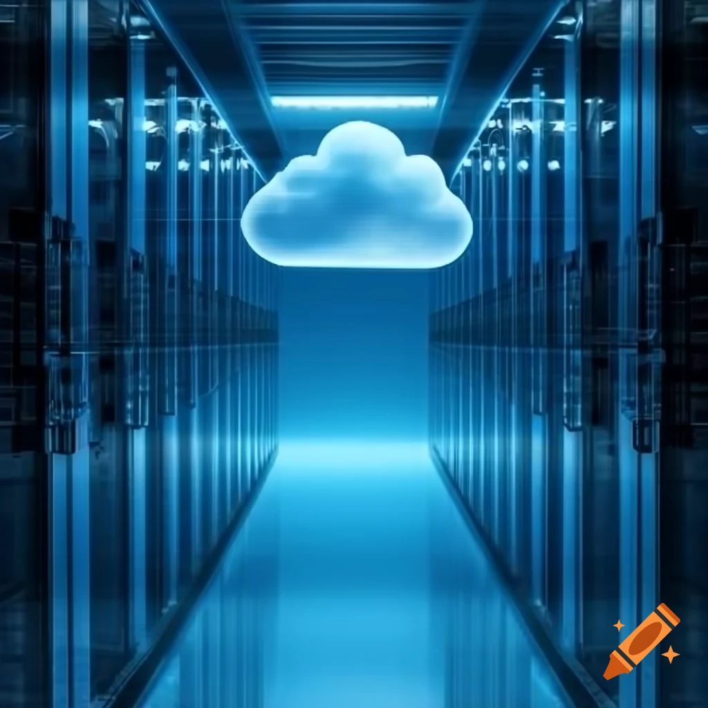 LinkedIn background featuring cloud computing, cybersecurity, and server racks on Craiyon