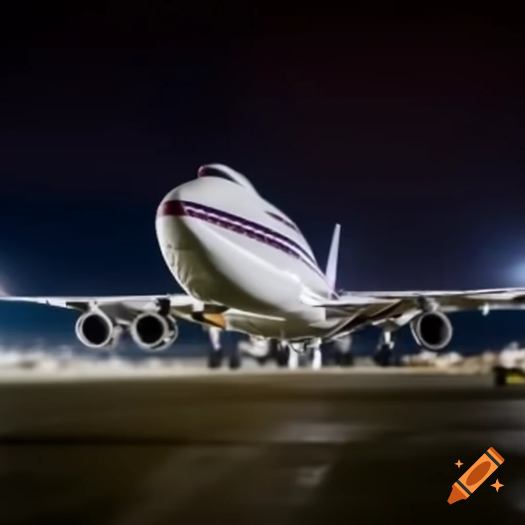 Boeing 747 taking off at night on Craiyon