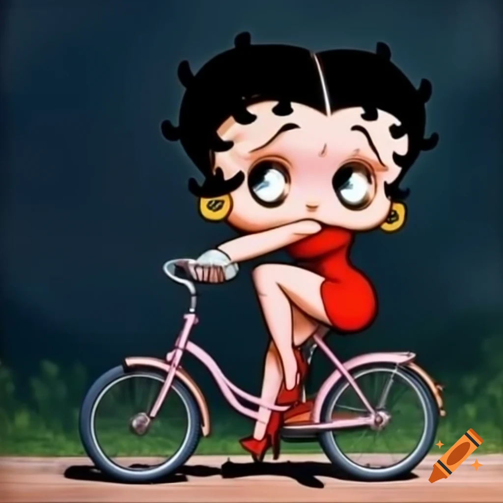 Betty Boop riding a bike in a stylish pose on Craiyon