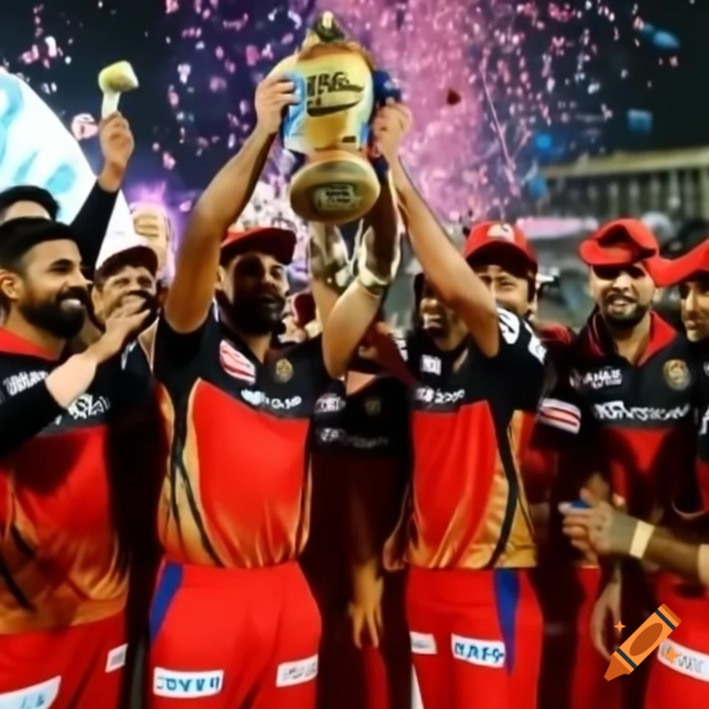 Royal Challengers Bangalore team celebrating with IPL trophy, confetti ...