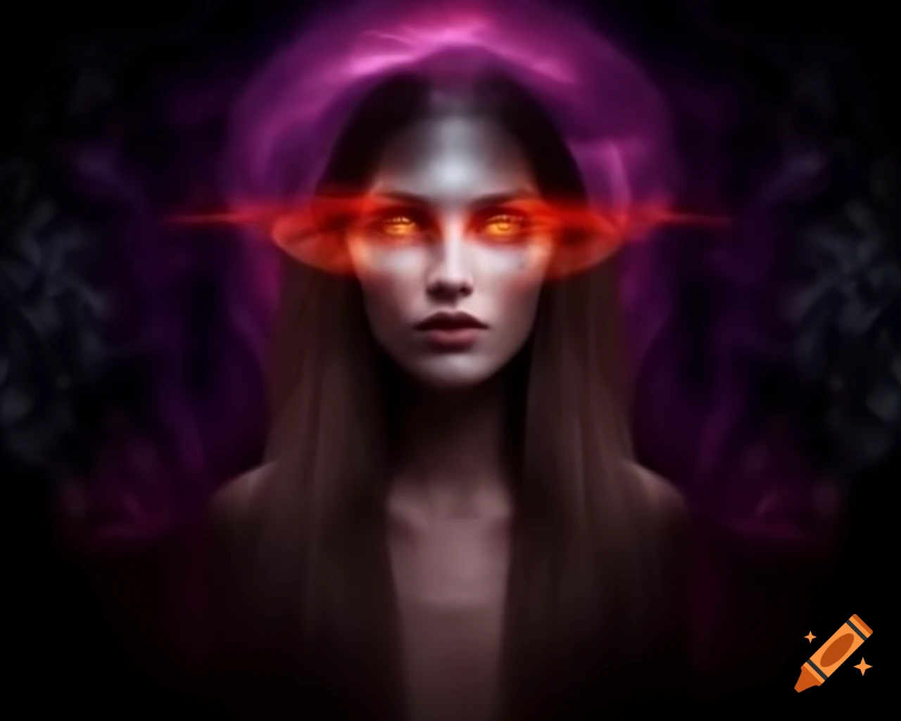 Beautiful woman surrounded by hellscape background, depicting inner ...