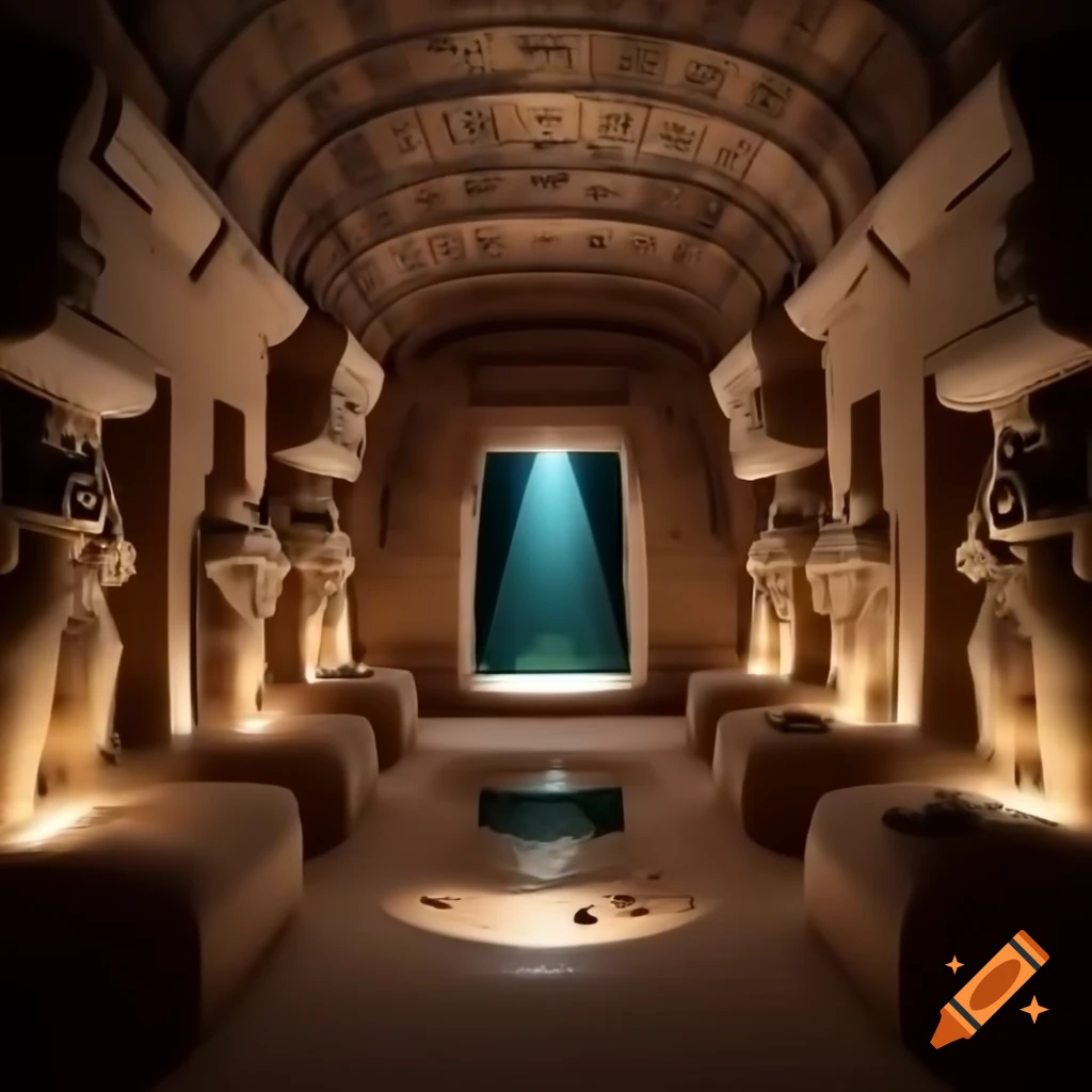 Hidden treasure chamber in ancient sandstone mountain with Maya ...