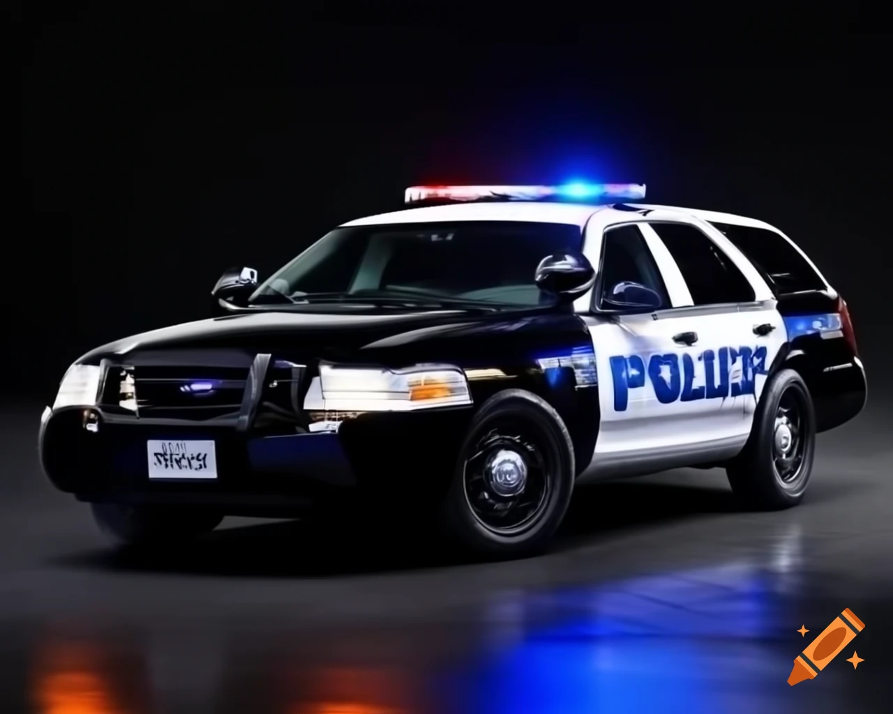 Modern 2026 Ford Crown Victoria police interceptor with LED lights and ...