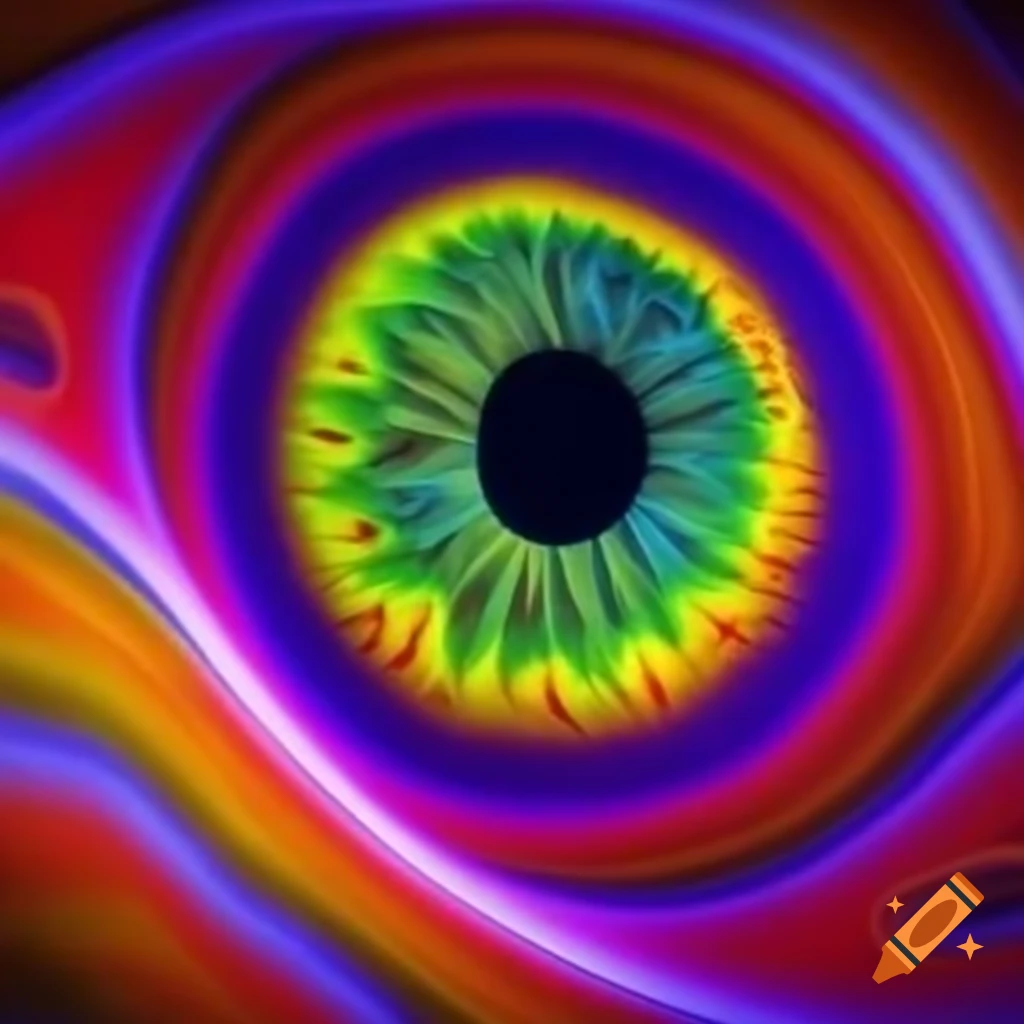 Closeup of colorful psychedelic eyeballs with vibrant patterns on Craiyon