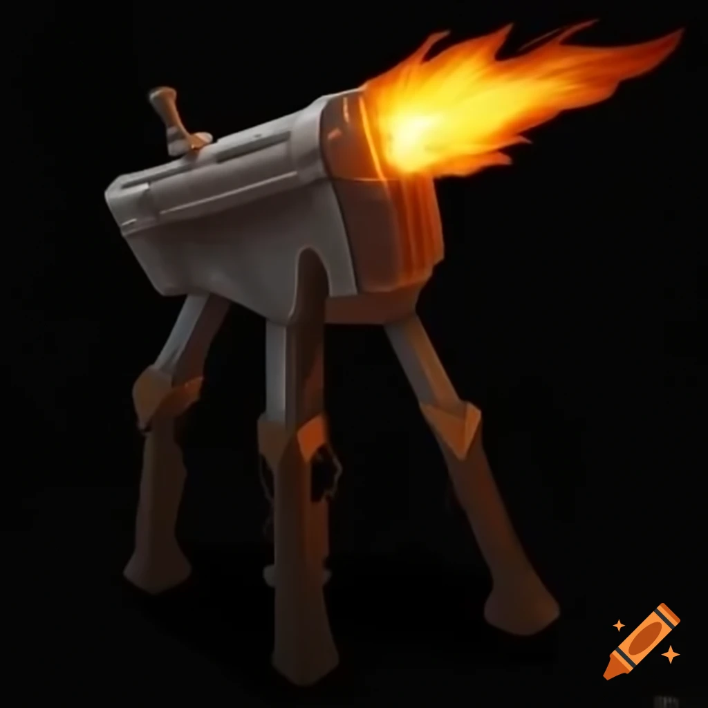 Fantasy flamethrower design with legs, inspired by Dungeons and Dragons ...