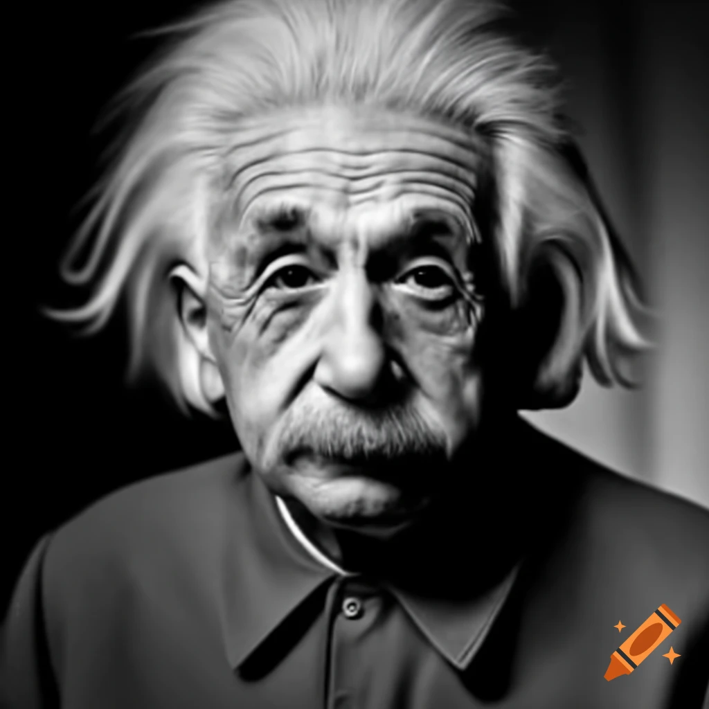 Black and white portrait of Albert Einstein on Craiyon