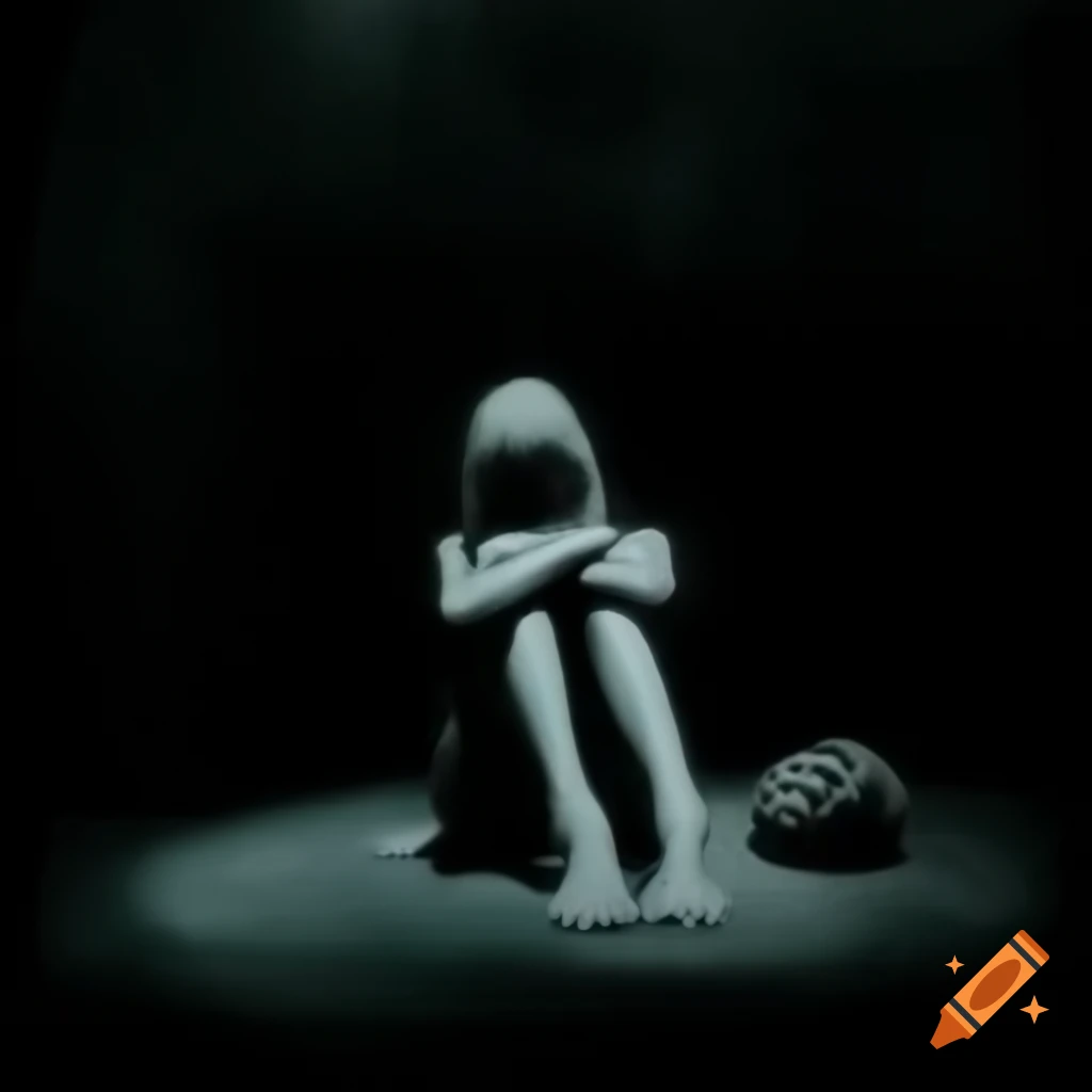 Abstract portrayal of a person in dark room feeling hopeless on Craiyon