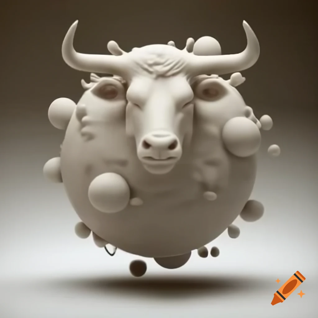 3D wireframe transformation of clay ball into ox sculpture on Craiyon