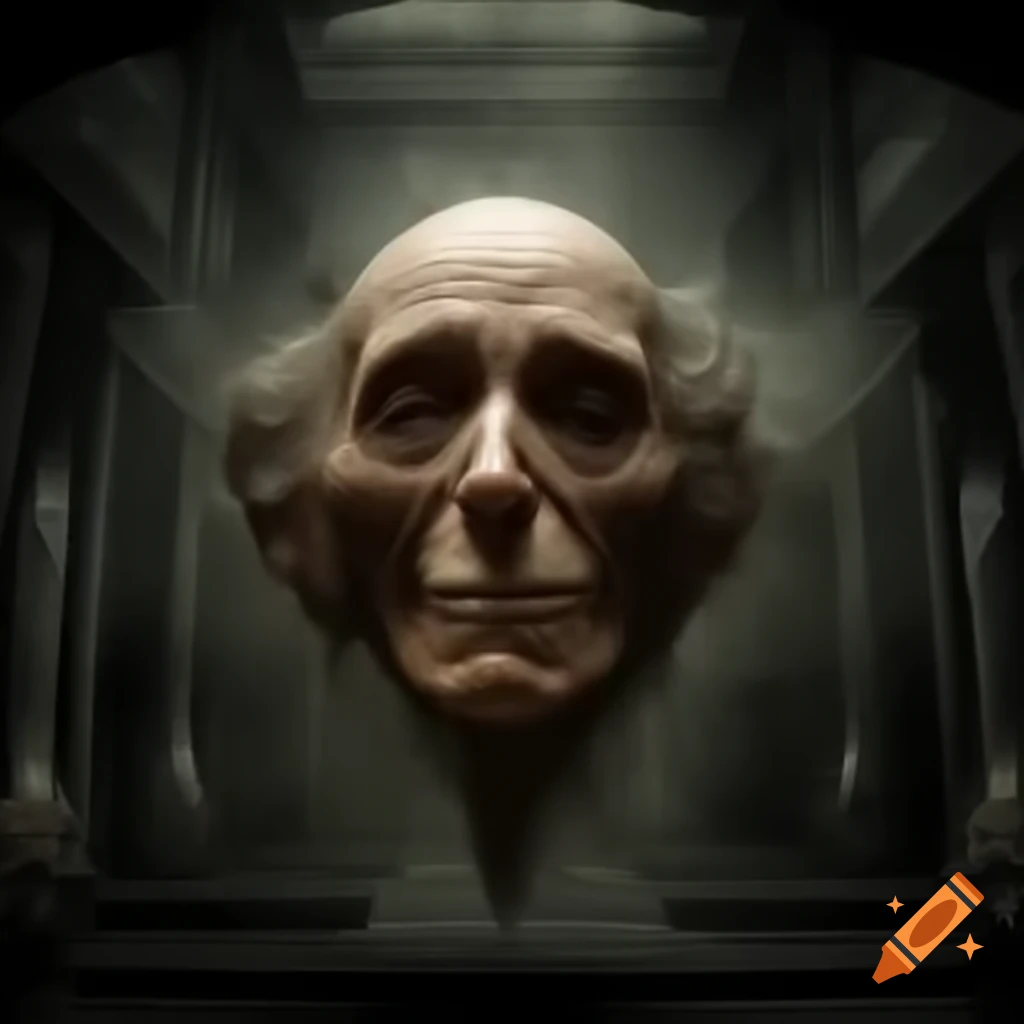 Giant human head floating in haunted mansion with spooky atmosphere on ...