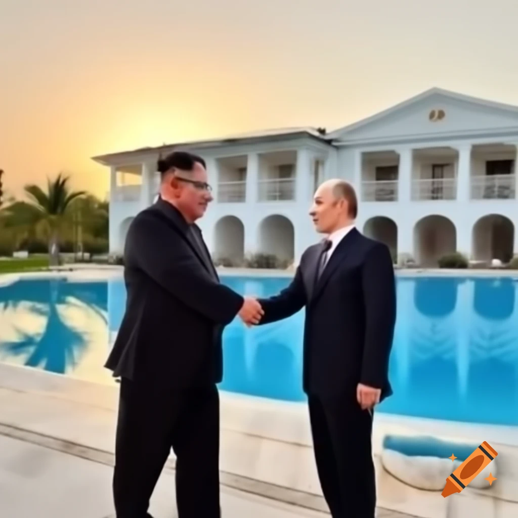 Kim Jong Un and Vladimir Putin at luxury resort pool in Mogadishu ...