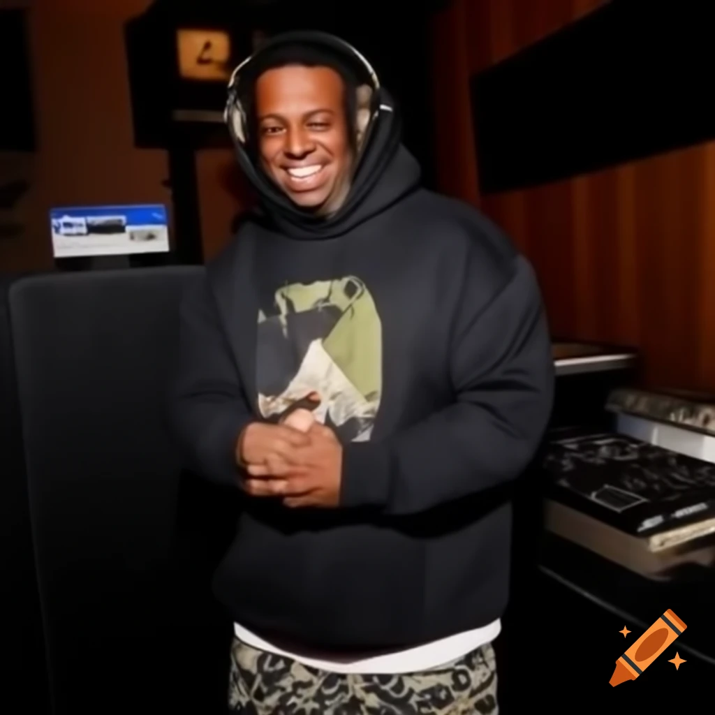 90s New York hip hop DJ exuding confidence at night on Craiyon