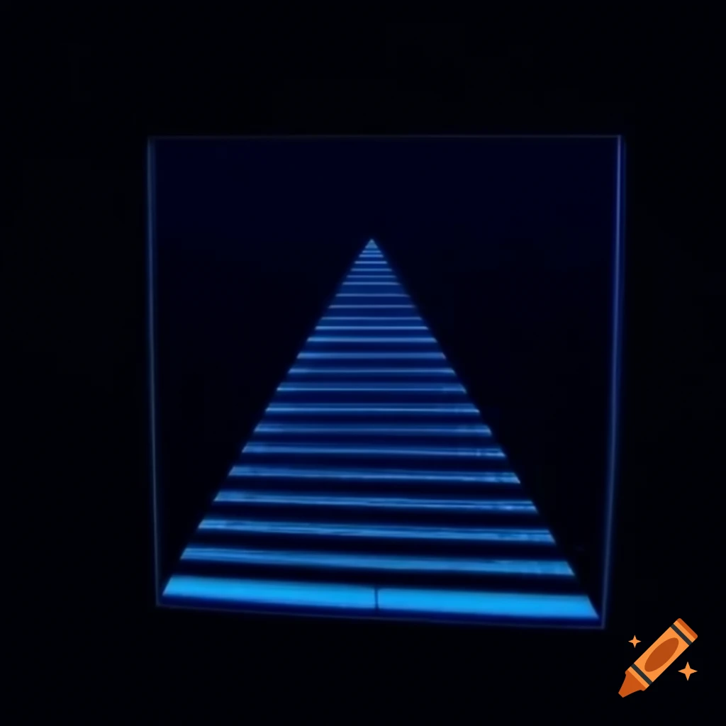 Supercomputer calculation visualization in pyramid shape with mirrors ...