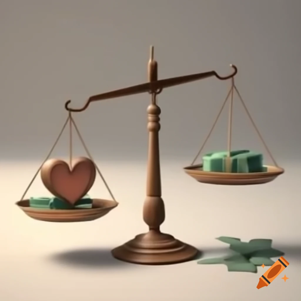 Balance Scale With Money Gifs Heart And Money On Scales. Isolated 3D