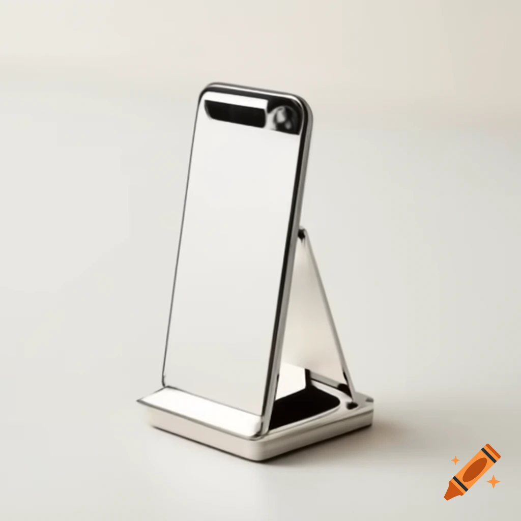 Minimalistic inox phone holder design with original form on Craiyon