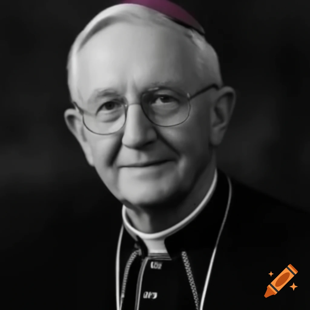 Black and white images of a 60-year-old bishop, realistic style on Craiyon