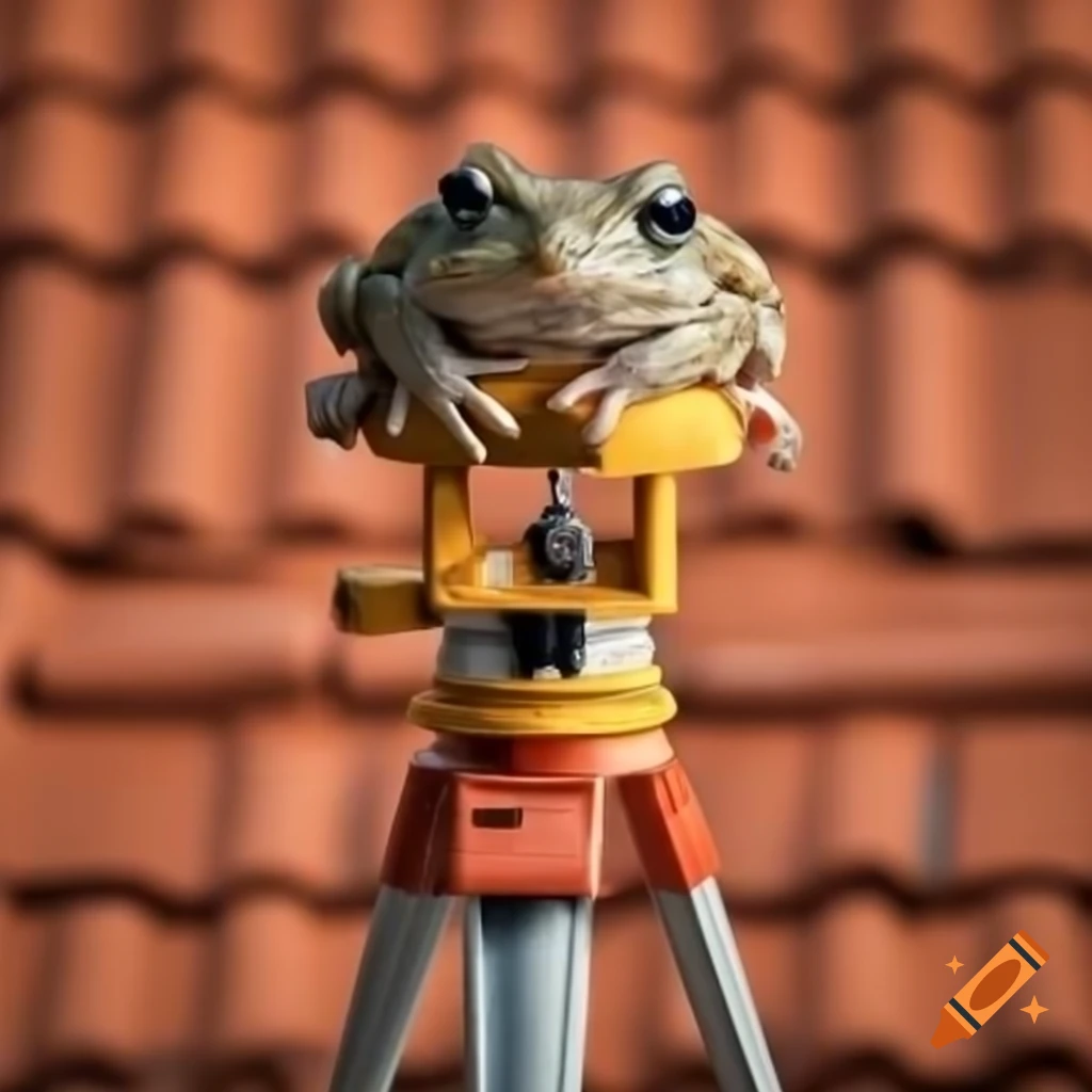 Toad surveying rooftop blending into terra-cotta tones on Craiyon
