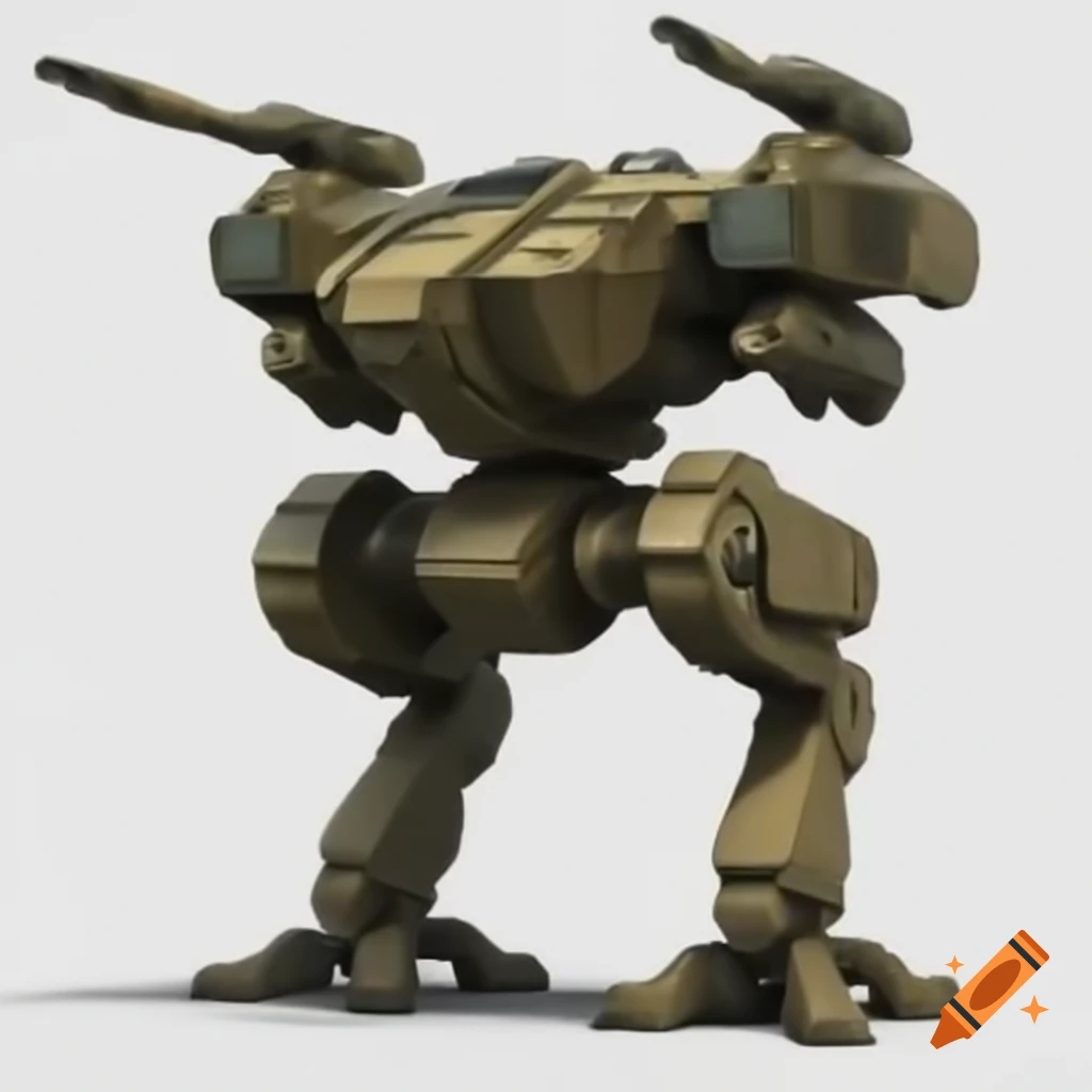 Symmetrical bipedal battle mech with angular and curved military ...