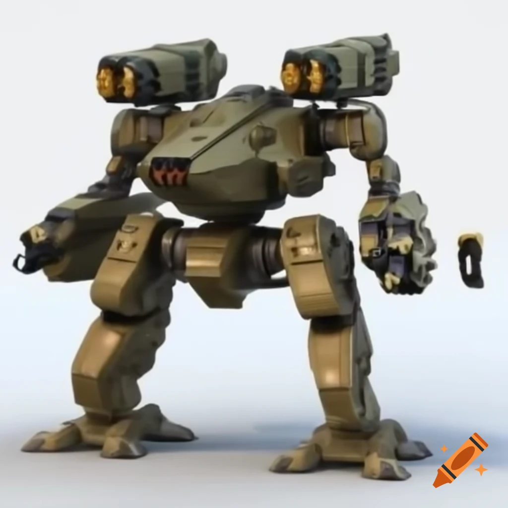 Symmetrical bipedal battle mech with angular and curved military ...