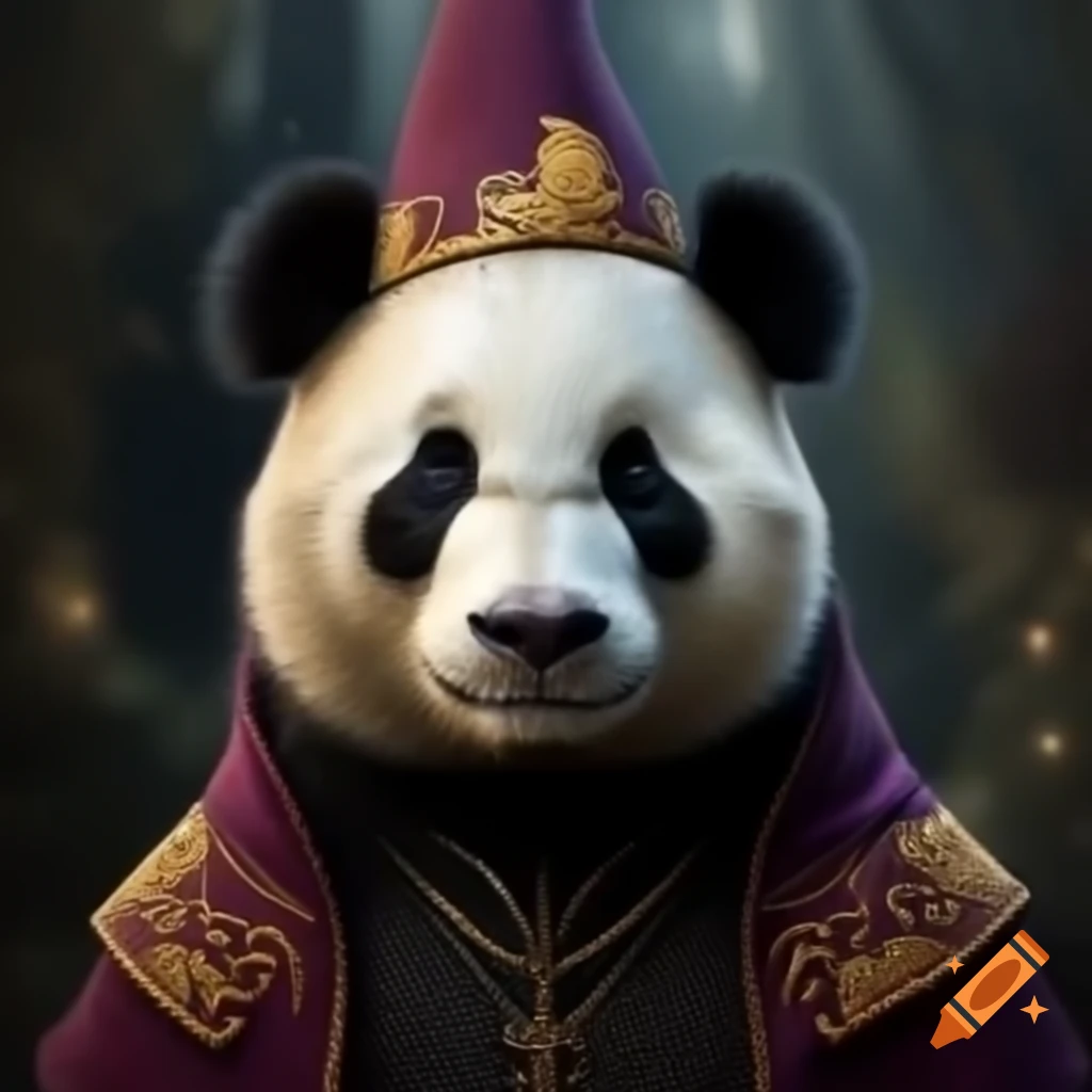 Panda wearing a wizard cape on Craiyon