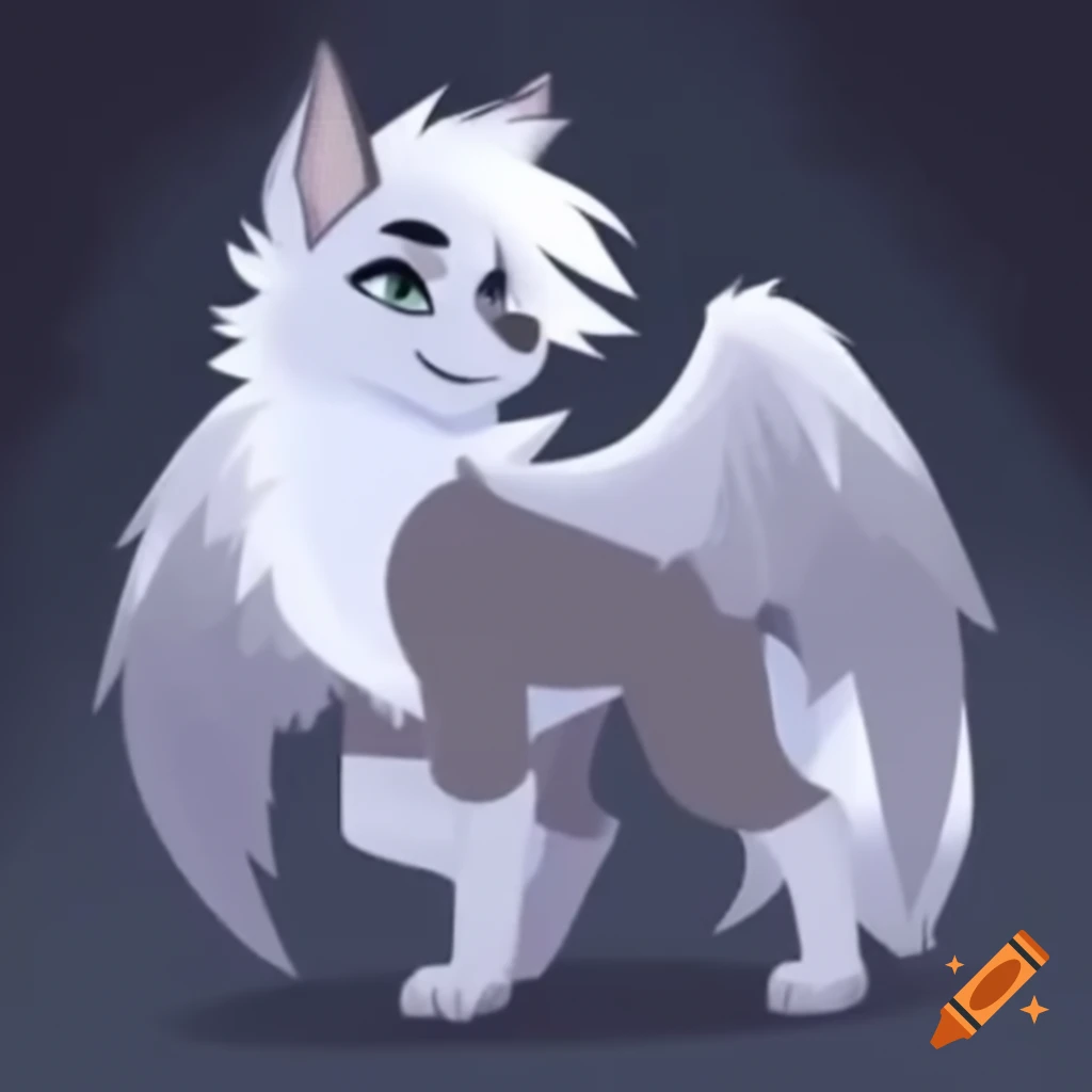 White and grey wolf with unique wing features on Craiyon