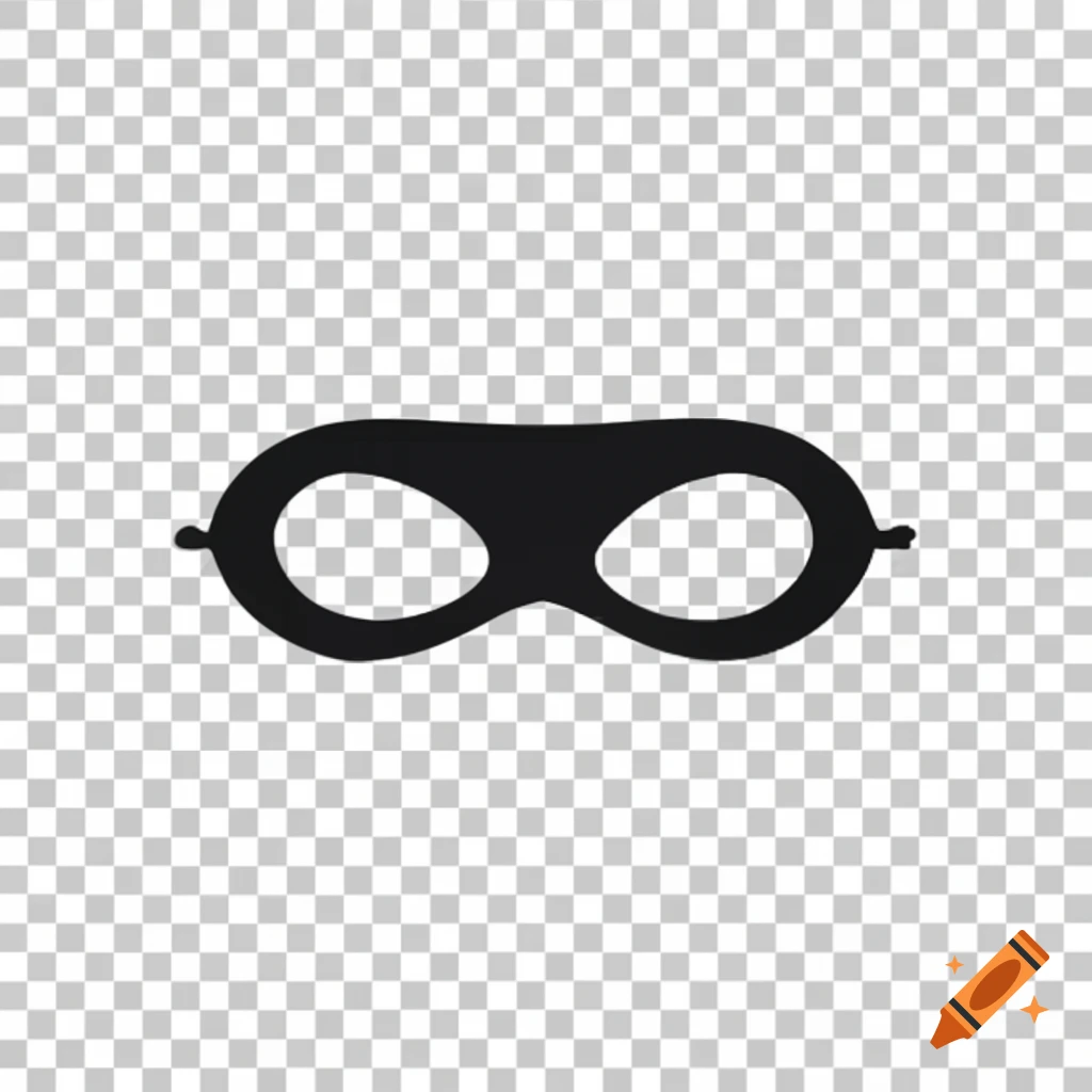 Minimalist black eye mask illustration on transparent background on Craiyon
