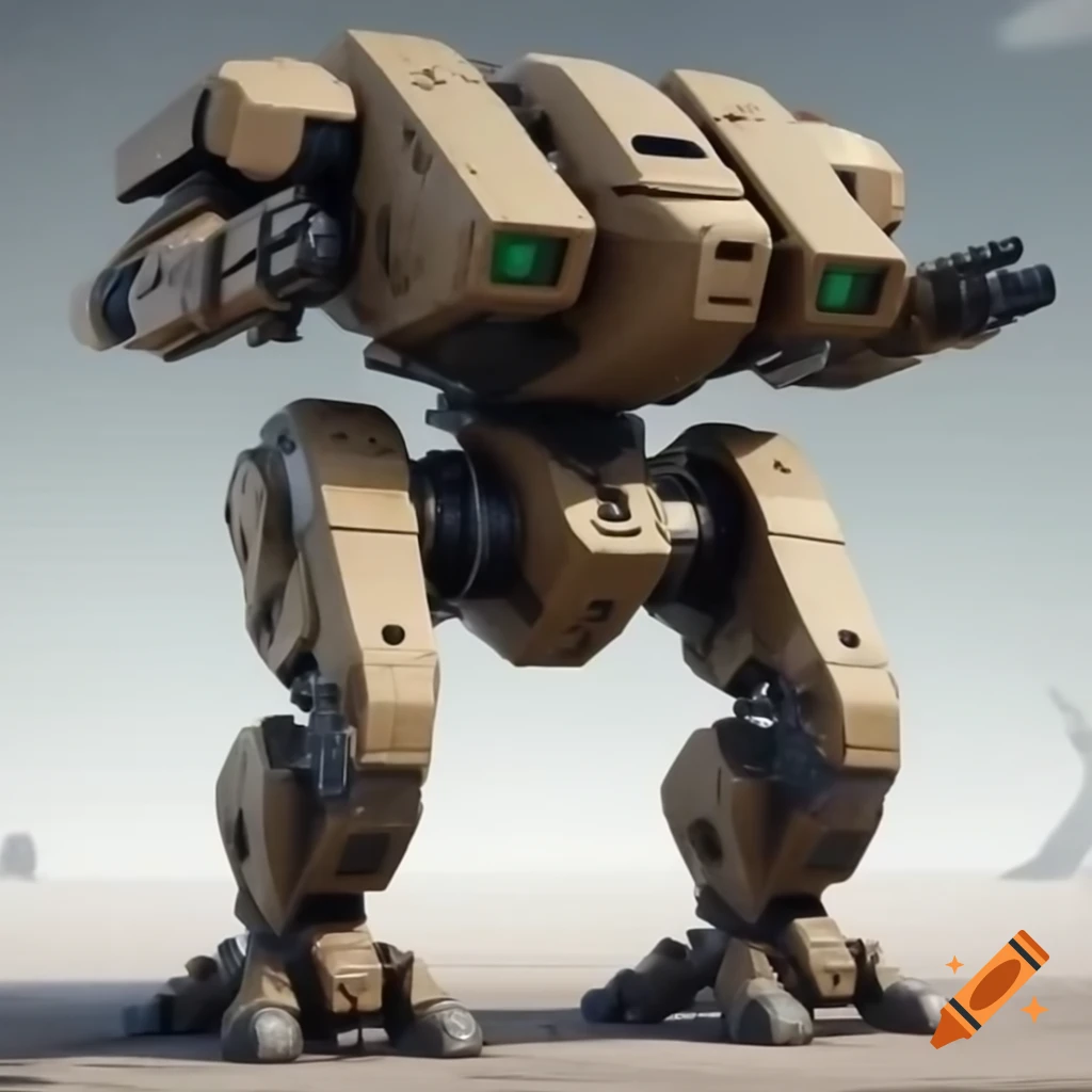 Symmetrical bipedal battle mech with angular and curved military ...