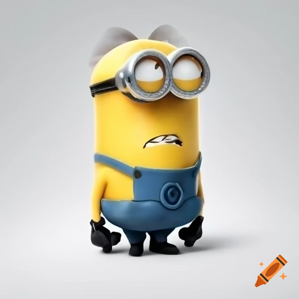 Humorous cartoon character inspired by Minions with yellow skin, brown ...