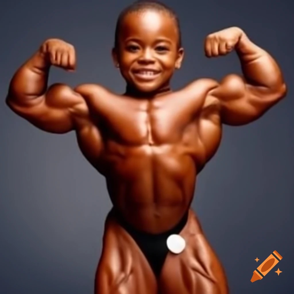 Child bodybuilder showcasing strength with confident pose and smile on ...