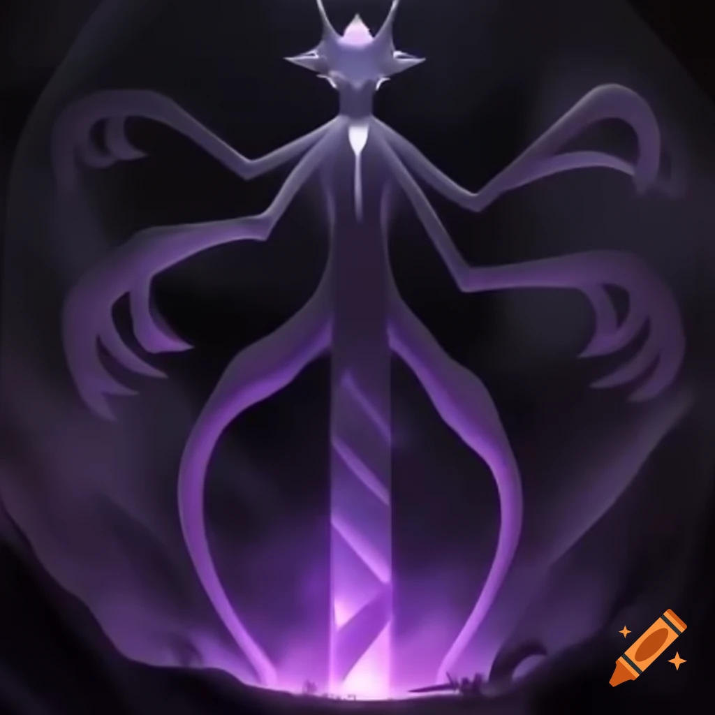 Endralith, a shadowy Pokémon with elongated limbs and ethereal body ...