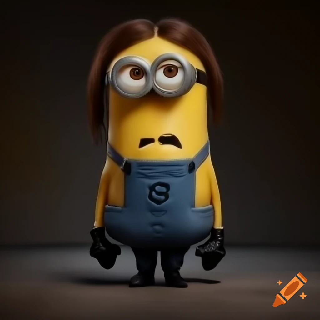Cartoon minion version of a woman with brown hair, glasses, business ...