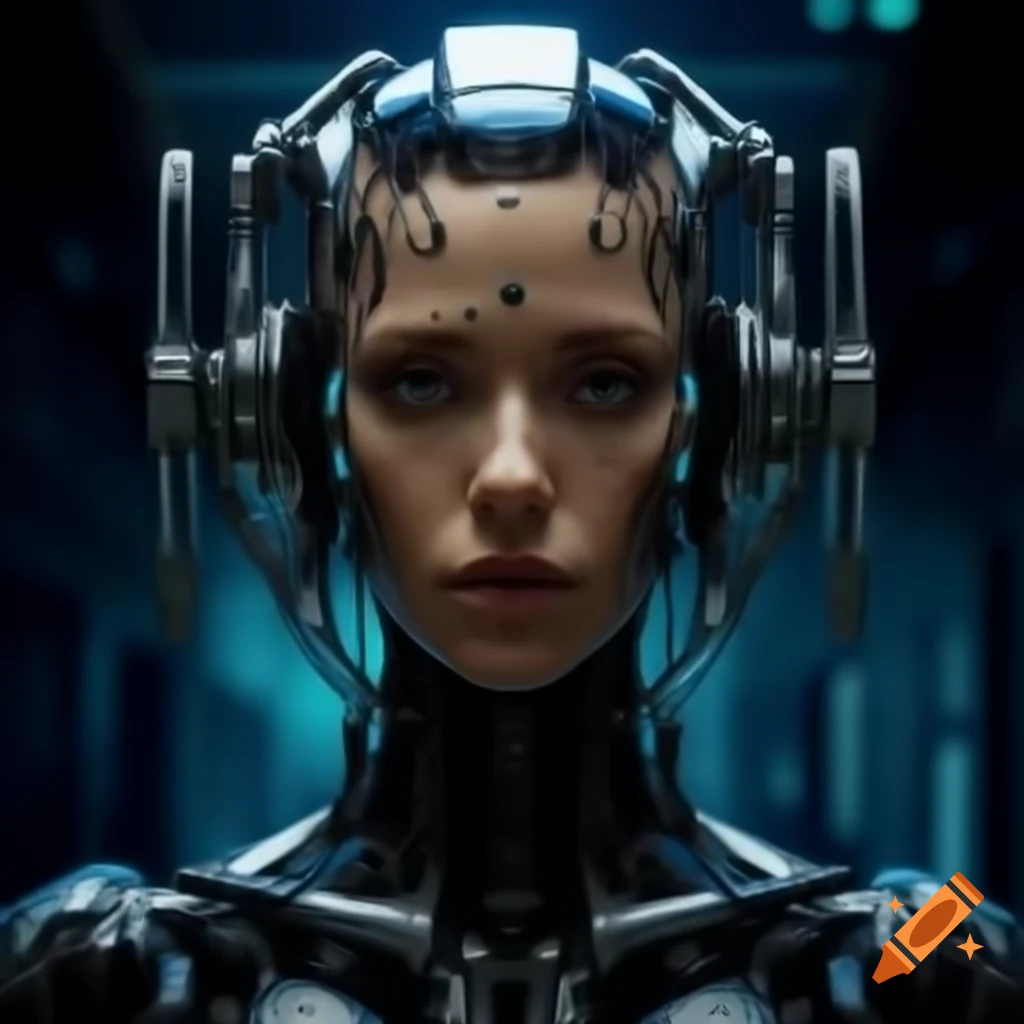 Cyberwoman from Doctor Who with cybernetic features on Craiyon