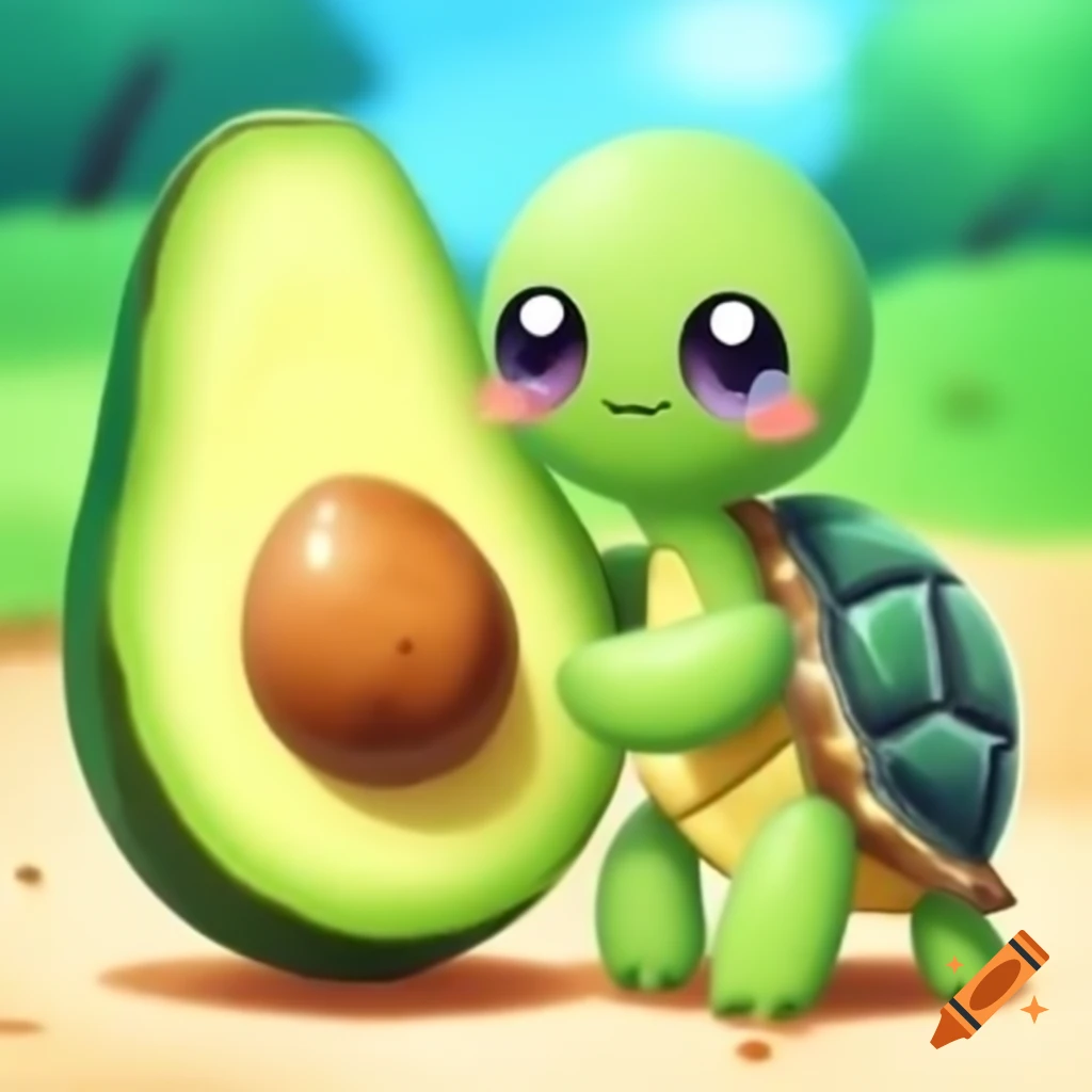 Kawaii anime style avocado turtle mashup on Craiyon