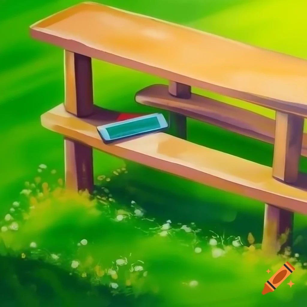 Leather wallet under bench with sunlight reflection, cartoon style on ...