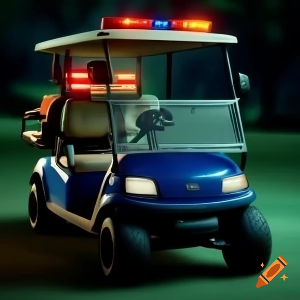 Golf cart equipped with police lights on Craiyon