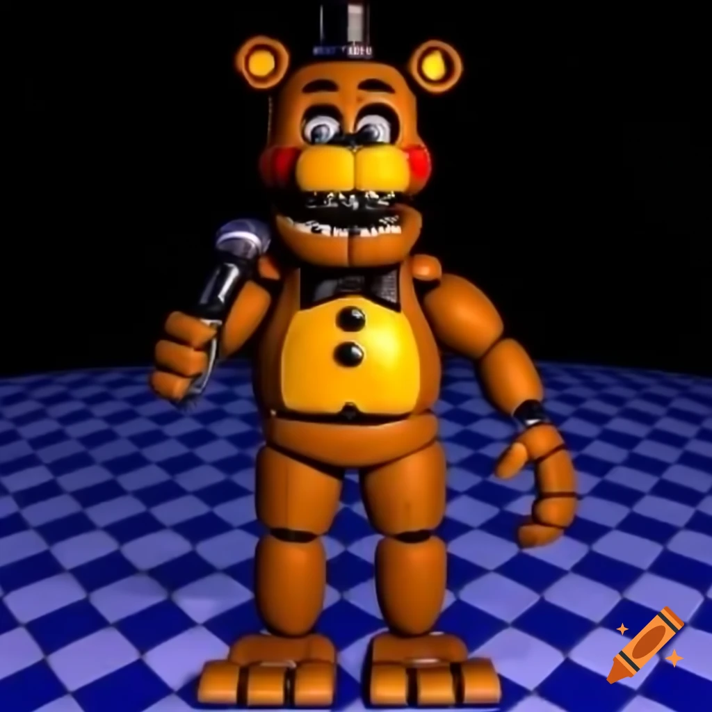 Freddy Fazbear standing on tiled floor from FNAF on Craiyon