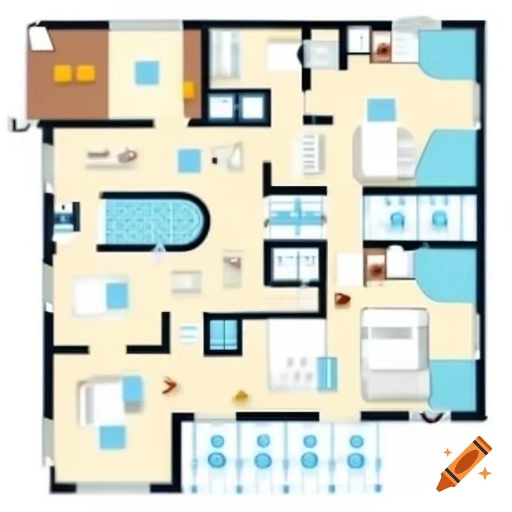 Layout design for a 2200m2 rehabilitation center including pool and ...