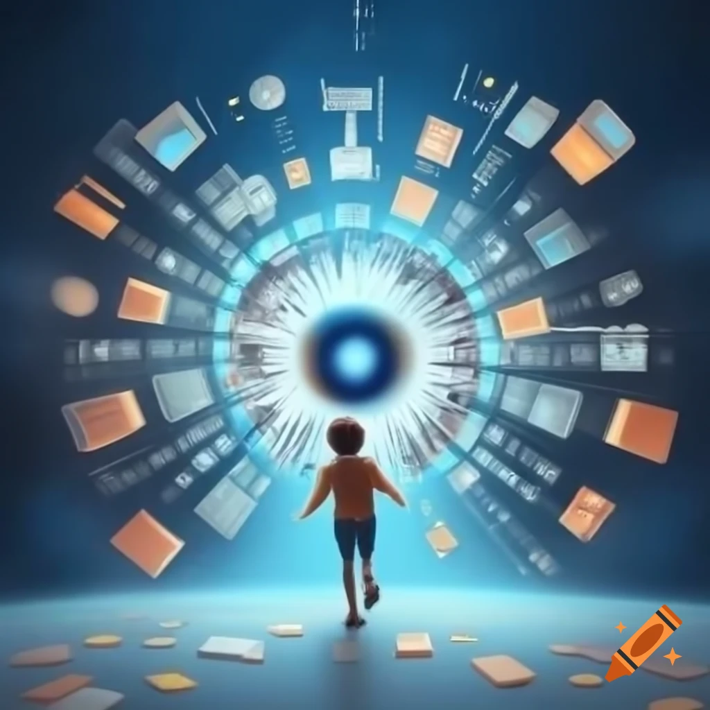 AI concept connecting to educational modules designed for kids on Craiyon