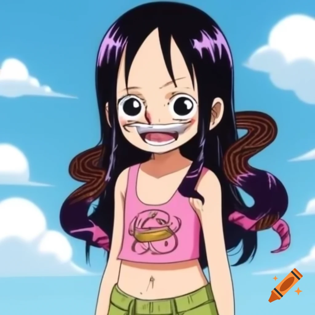Character design of Boa Hancock as a child with long brown hair ...