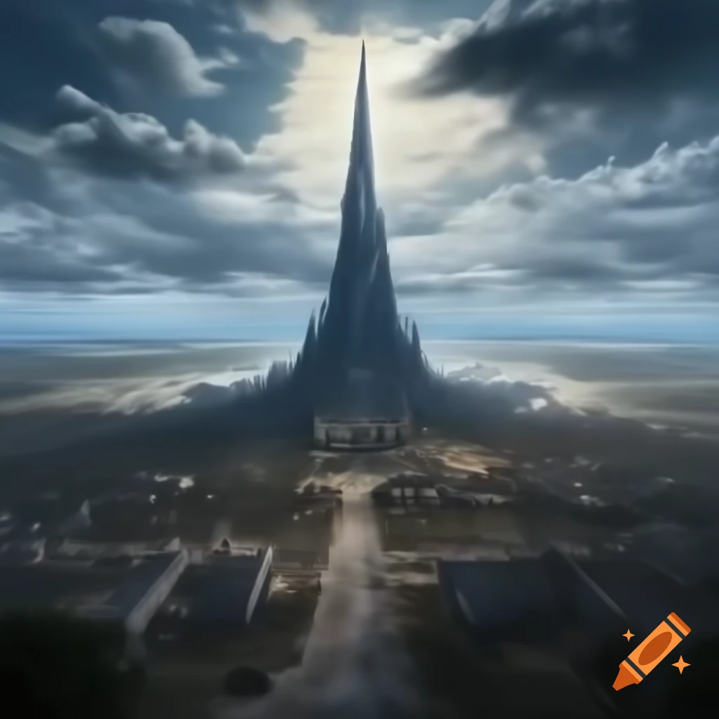 Warhammer 40k city spire by the sea near savannah landscape on Craiyon