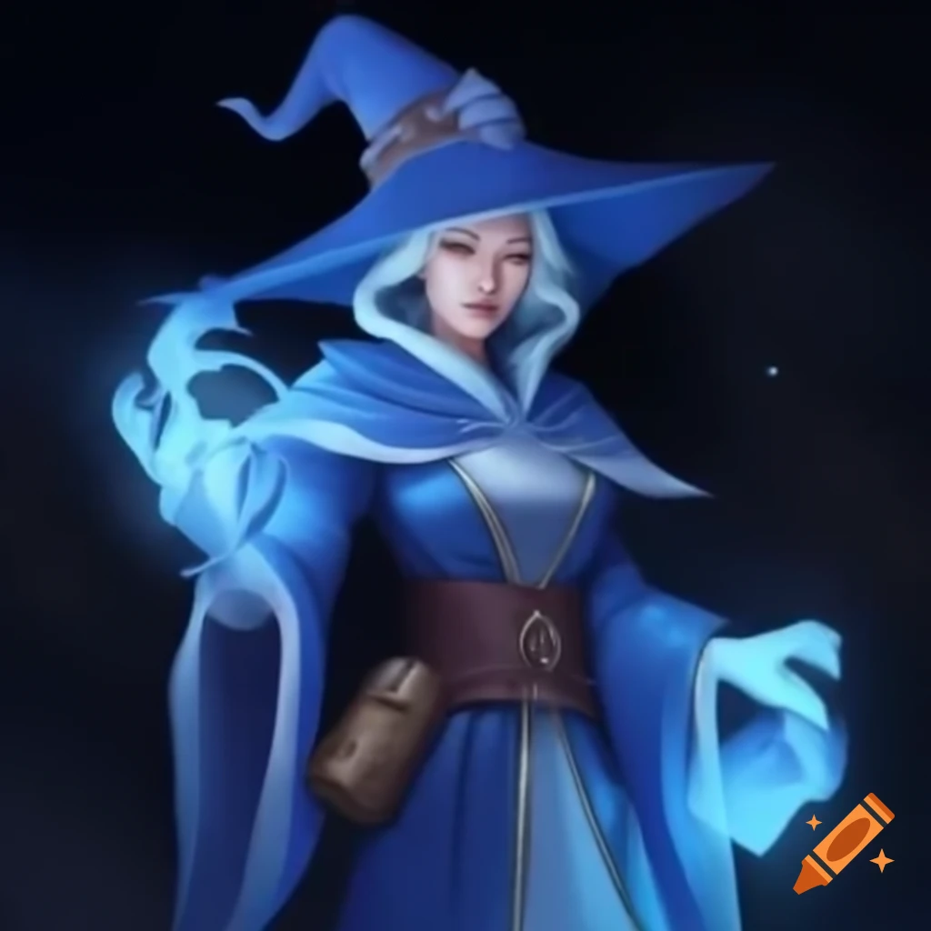 Powerful female ice wizard casting magic on Craiyon