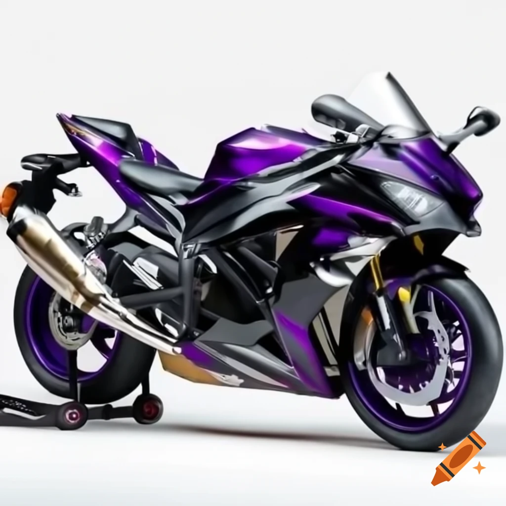2025 Kawasaki ZX10R motorcycle with matte black wrap and purple ...