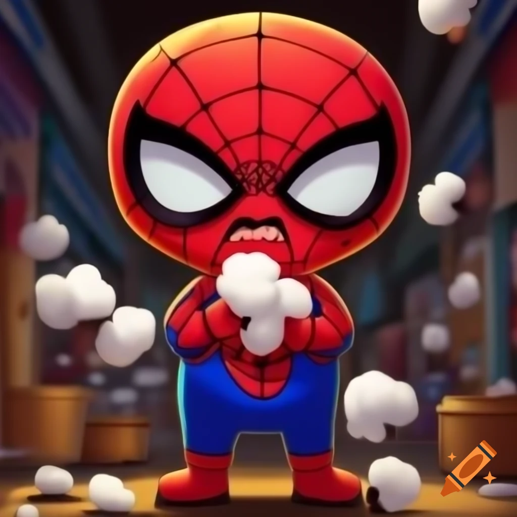 Cartoon of Spider-Man sneezing in crowded Indian market with funny ...