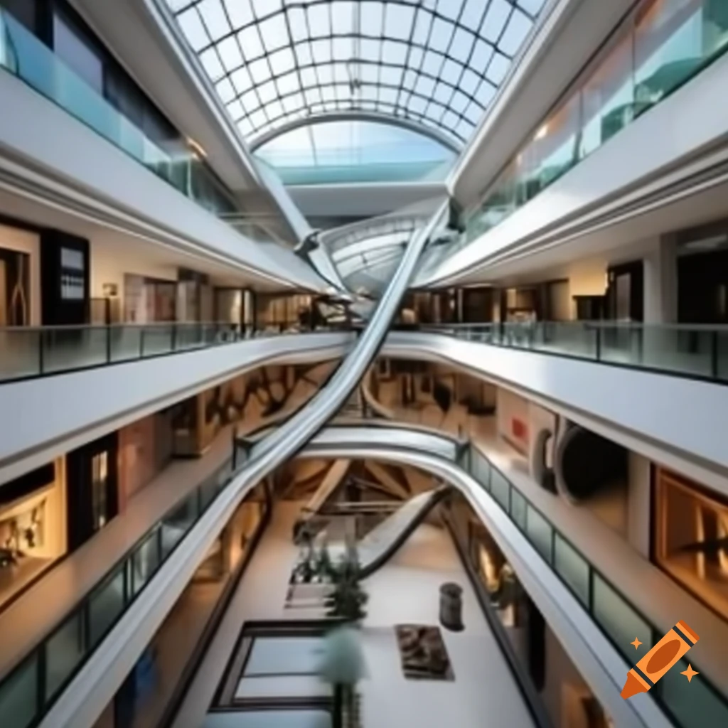 Conceptual design of a modern shopping mall by Houshang Seyhun on Craiyon