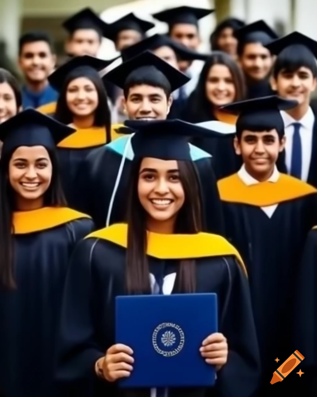 NEET students celebrating with their degrees on Craiyon