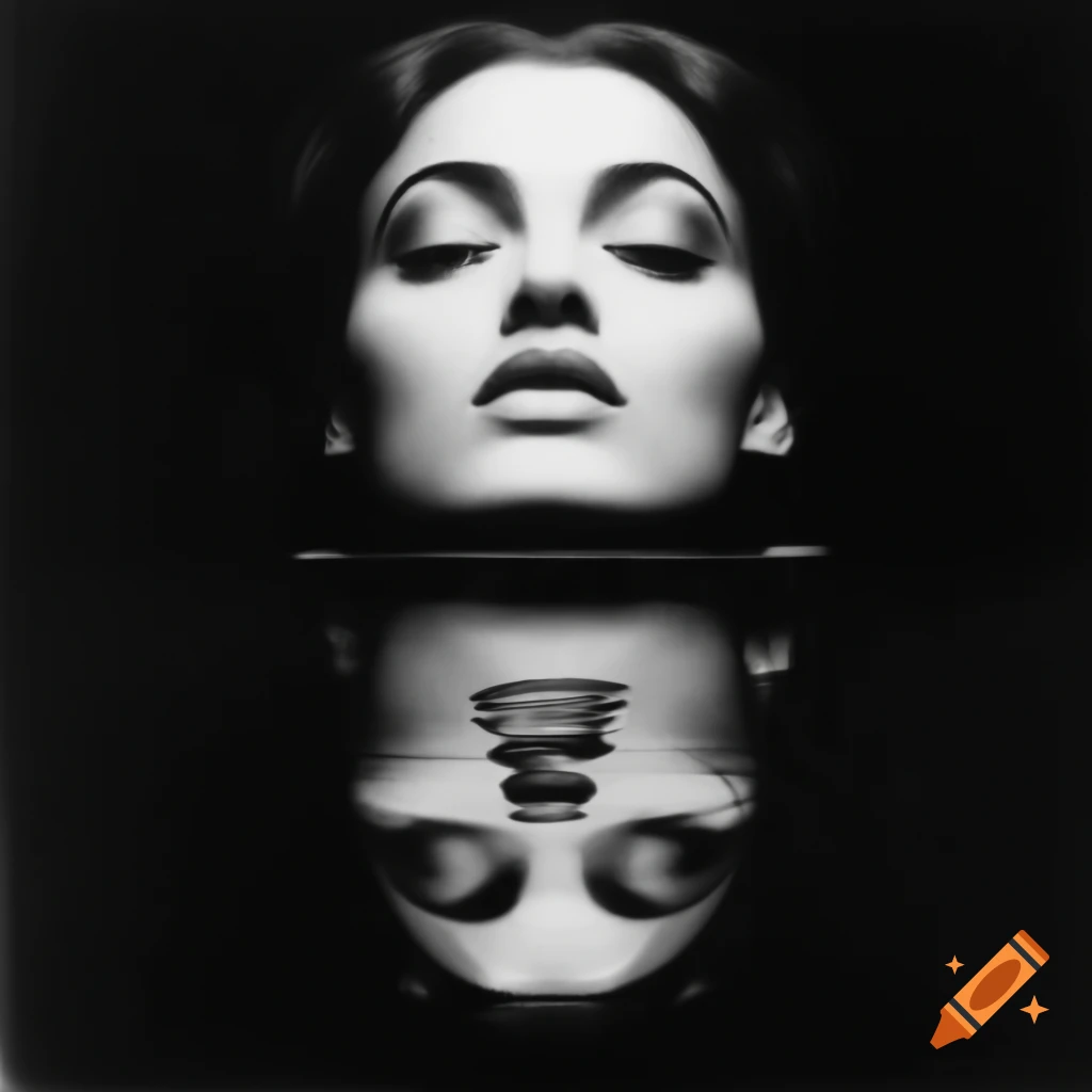 Striking self-portrait from 1990 showcasing introspection and artistic reflection on Craiyon