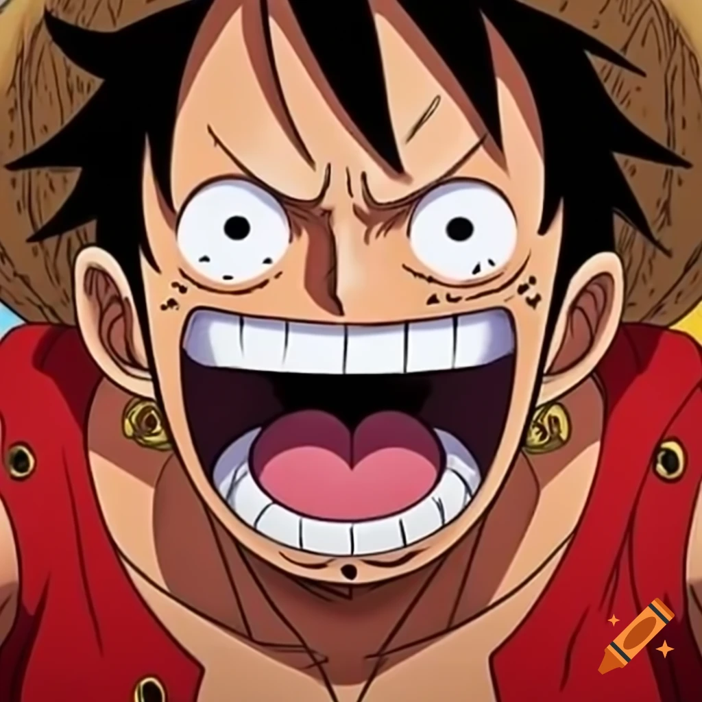 Aggressive close-up of Monkey D. Luffy character on Craiyon