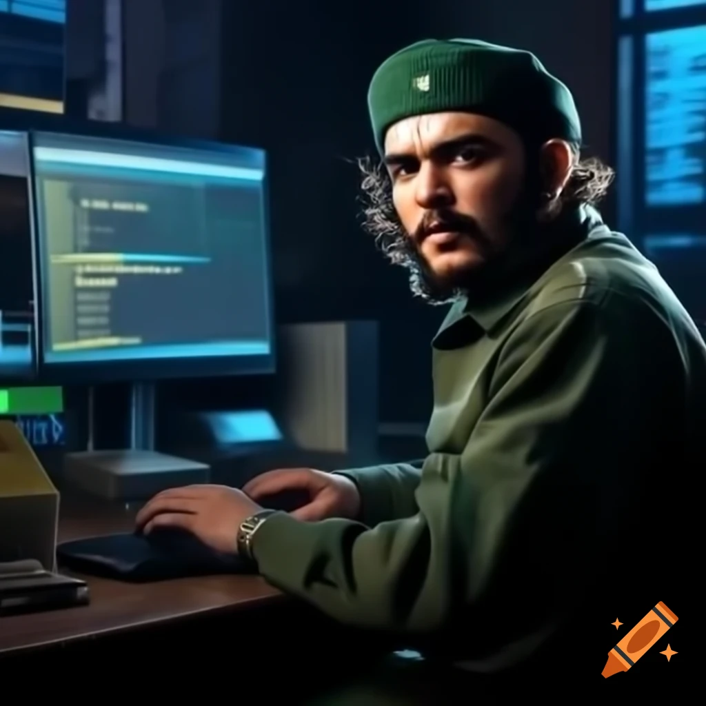 Che Guevara as a software engineer working at a computer on Craiyon