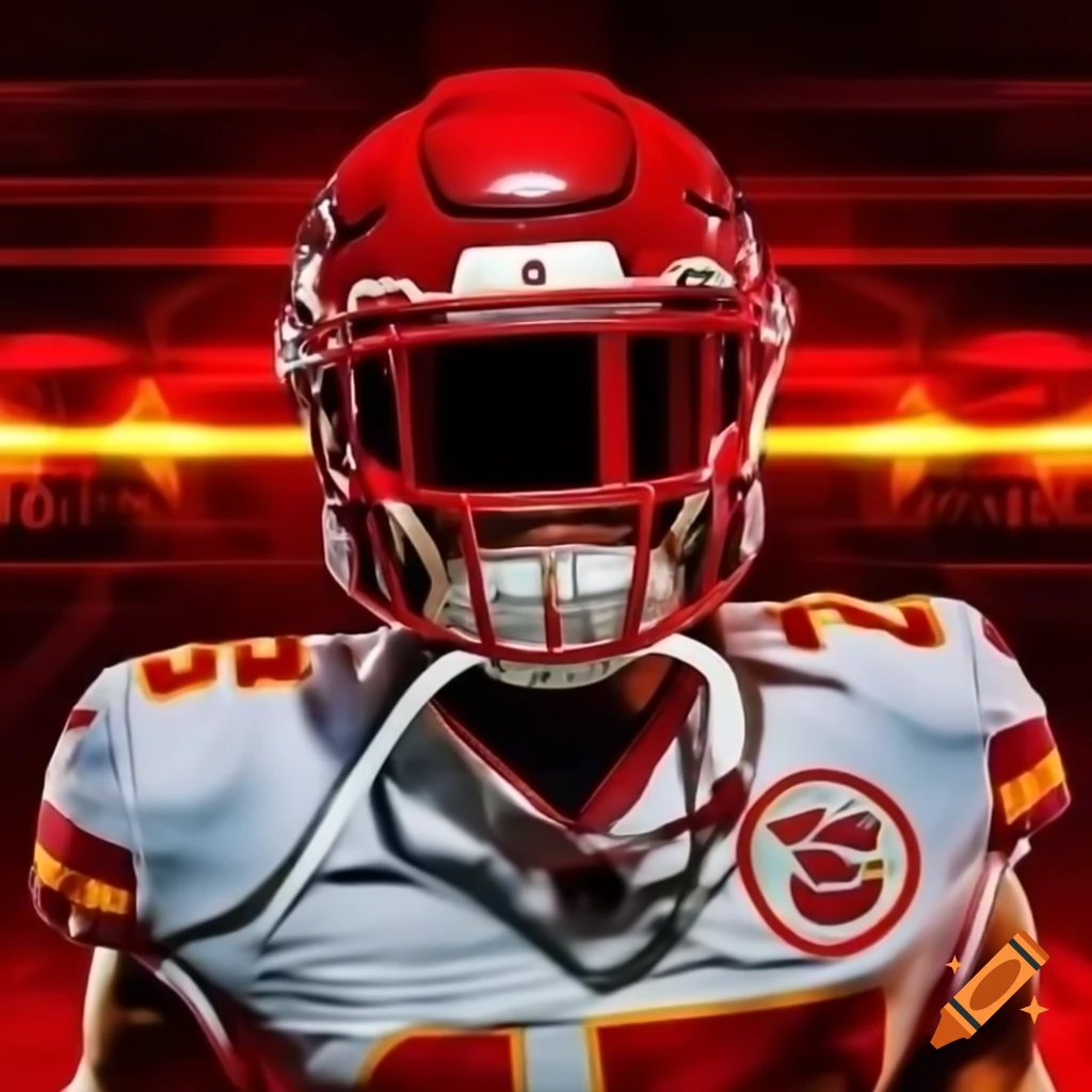 Digital art of football player in Chiefs jersey #15 with helmet and red ...